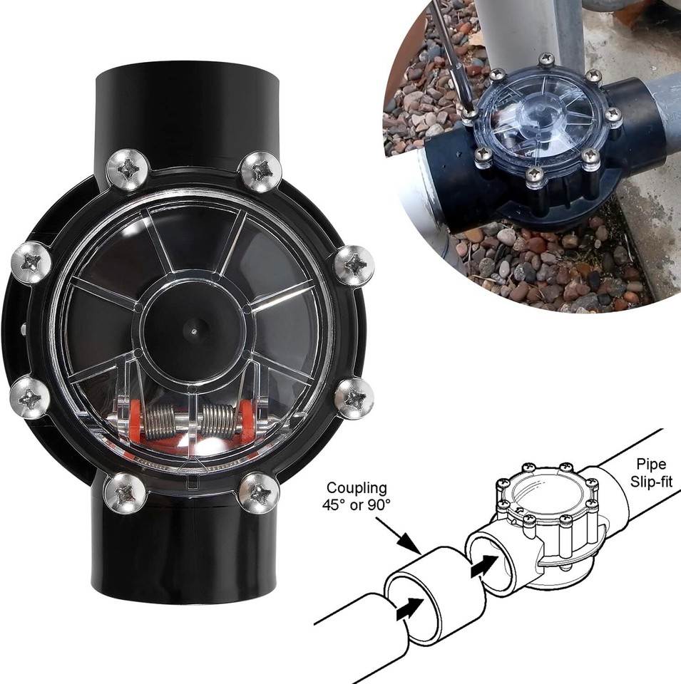 7235 Swimming Pool Check Valve For Jandy 180-Degree 1-1/2-Inch to 2 ...