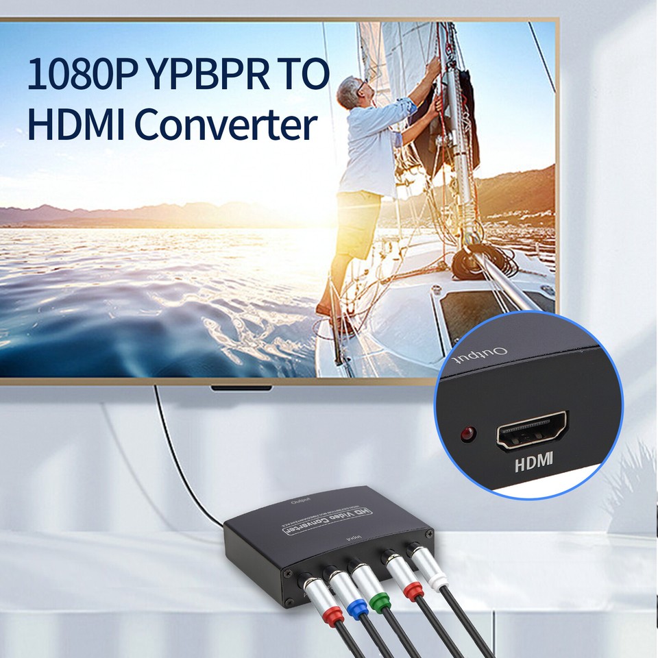 1080P YPbPr Component to HDMI Converter Stereo Audio Video L/R 5RCA RGB ...