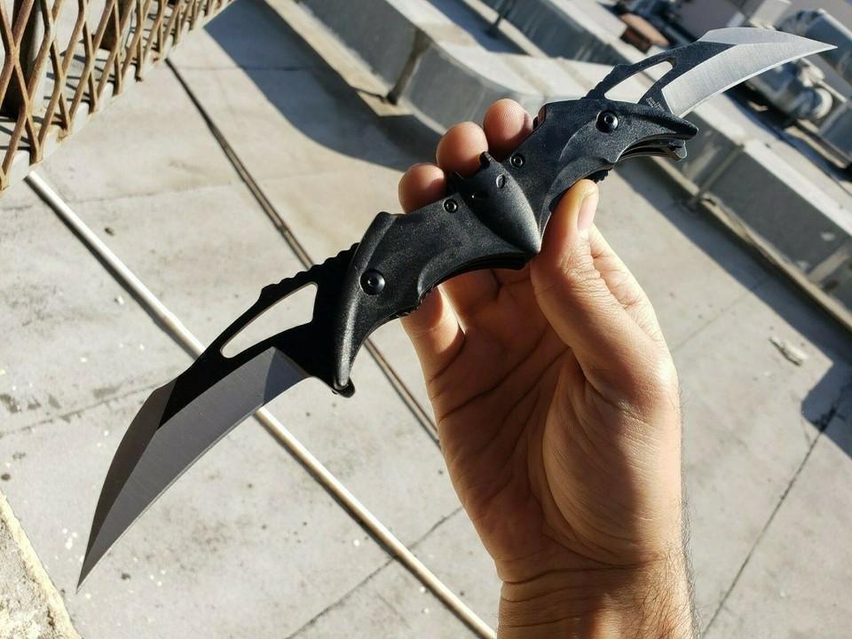 DARK KNIGHT SPRING ASSISTED DUAL BLADE BATMAN TACTICAL FOLDING Pocket ...