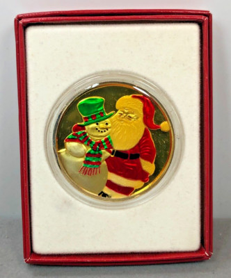 1998 Santa & Snowman Christmas 1oz Silver Round with Enamel | eBay