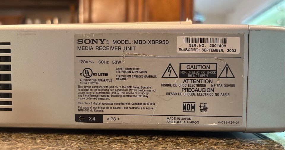 Sony MBD-XBR950L Media Receiver Unit (with Remote) | eBay