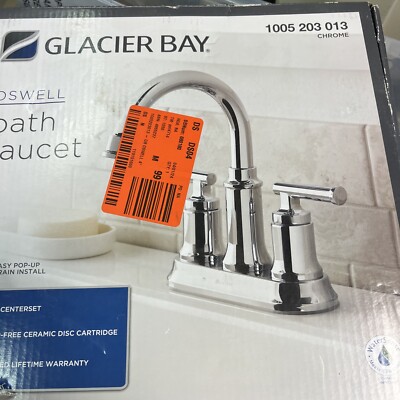 Glacier Bay Oswell 4 in. Centerset Double Handle High-Arc Bathroom ...