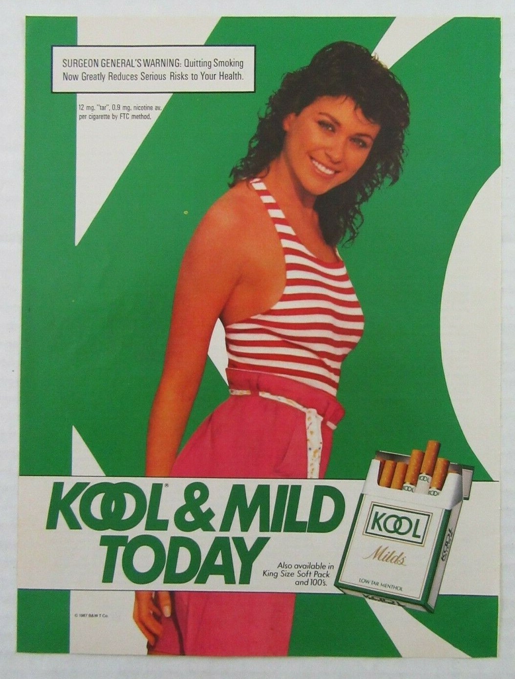 1987 KOOL MILDS Low Tar Menthol Cigarettes "Kool & Mild Today" Magazine ...