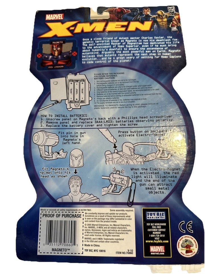 Xmen Classics Magneto Electro Magnetic Action Figure 2005 Toybiz Marvel ...
