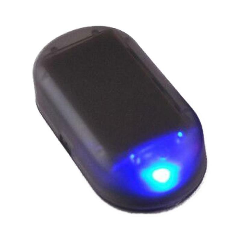 Blue Car Solar Power Dummy Alarm LED Anti-theft Warning Light Blinking ...