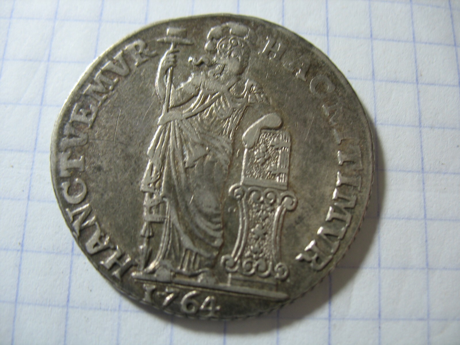 NETHERLANDS 1 GULDEN 1764 OLD GULDEN VERY RARE SILVER COIN . LOT 5 N 30 ...