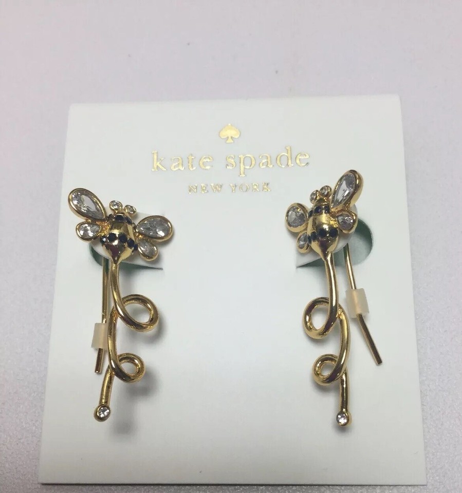 Kate Spade New York Metallic Picnic Perfect Bee Ear Pins Earrings New ...