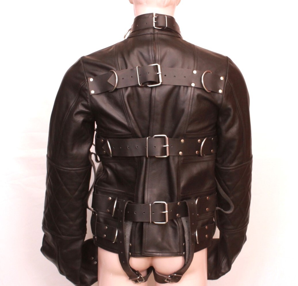 Real Leather Straight Jacket Heavy Duty Straitjacket Bondage Armbinder ...