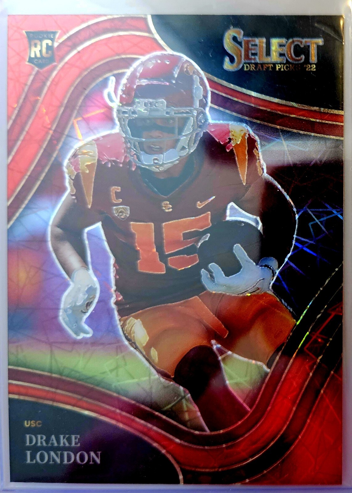2022 Select Drake London Atlanta Falcons Field Level Red Lazer Prizm RC ...