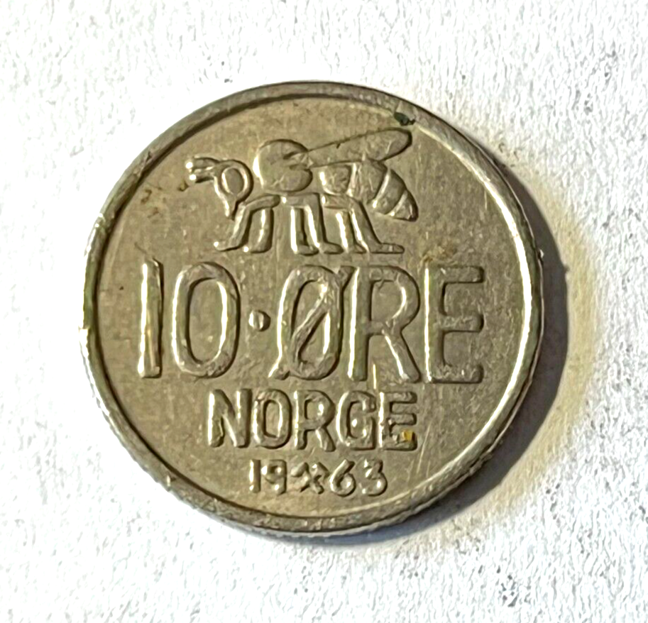 1963 Norway 10 ore Coin Honeybee Bee Insect Animal European Wildlife | eBay