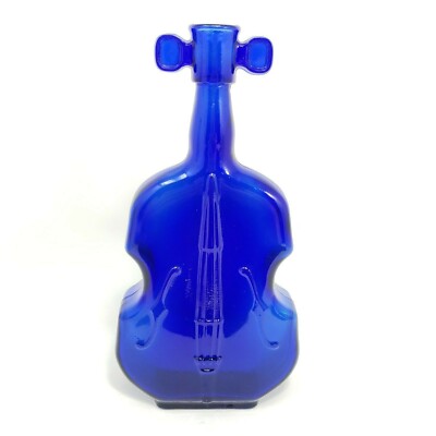 Vintage 8" Cobalt Blue Glass Bottle / Vase Cello Violin Fiddle Shaped ...