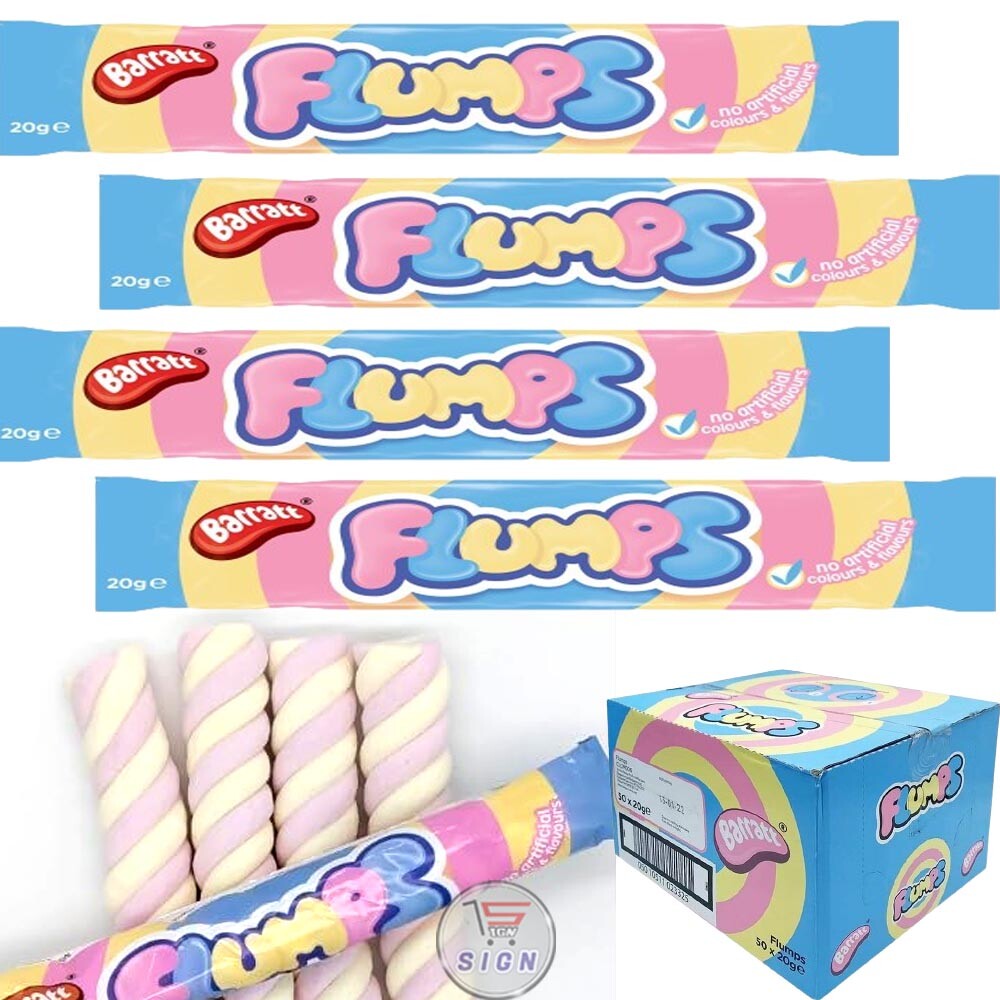 Barratt Flumps Sweets Vanilla flavour fluffy mallow twist 20g Full Box ...
