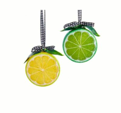 Set/2 Kurt Adler Light Up LED Lemon & Lime Citrus Fruit Ornament ...