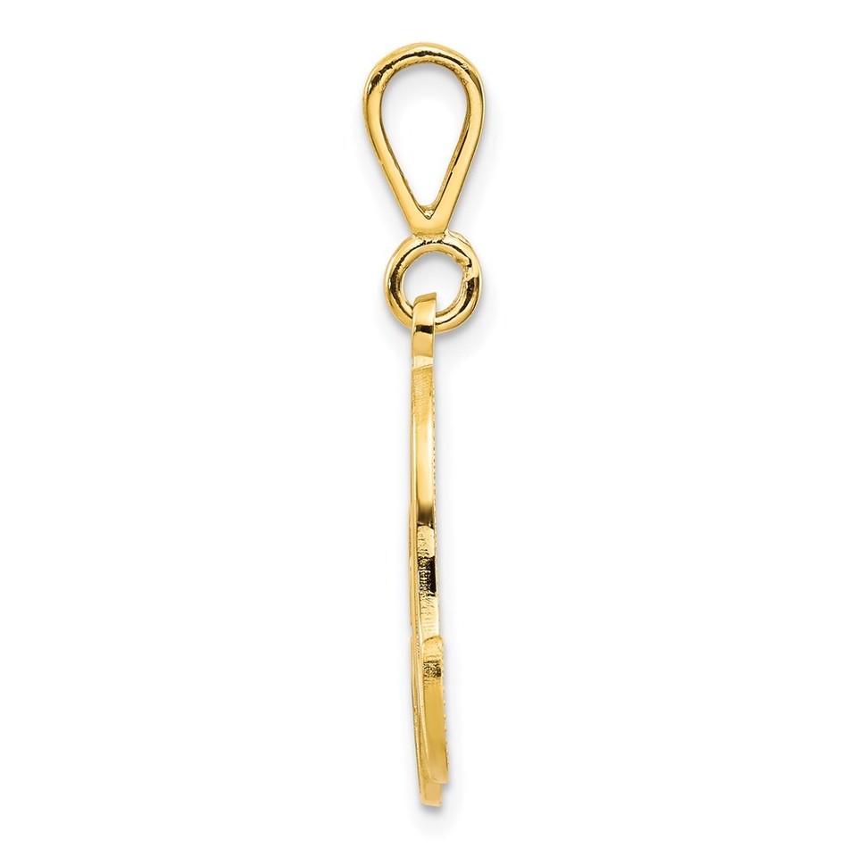14k Yellow Gold Polished Script Filigree Letter A Initial Pendant | eBay