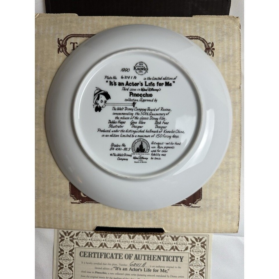 Vintage Disney Pinocchio Collectible 5 Knowles Painted Plates With ...