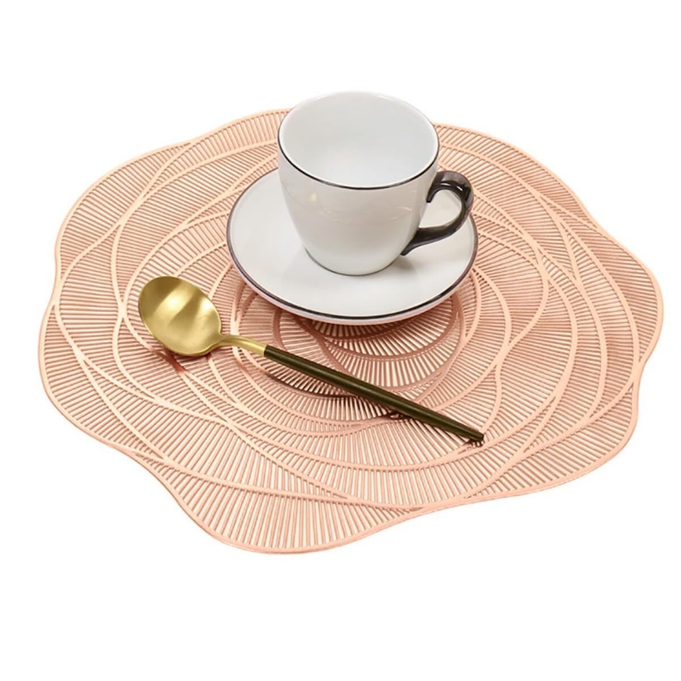 Round Rose Gold Placemats Set of 4 Rose Flower Shaped Place Mats ...
