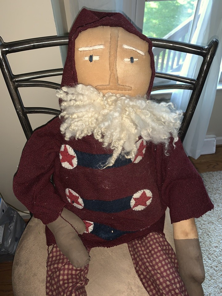 Primitive SANTA CLAUS Doll 3 FEET TALL Porch Home Display Hearth Chair ...