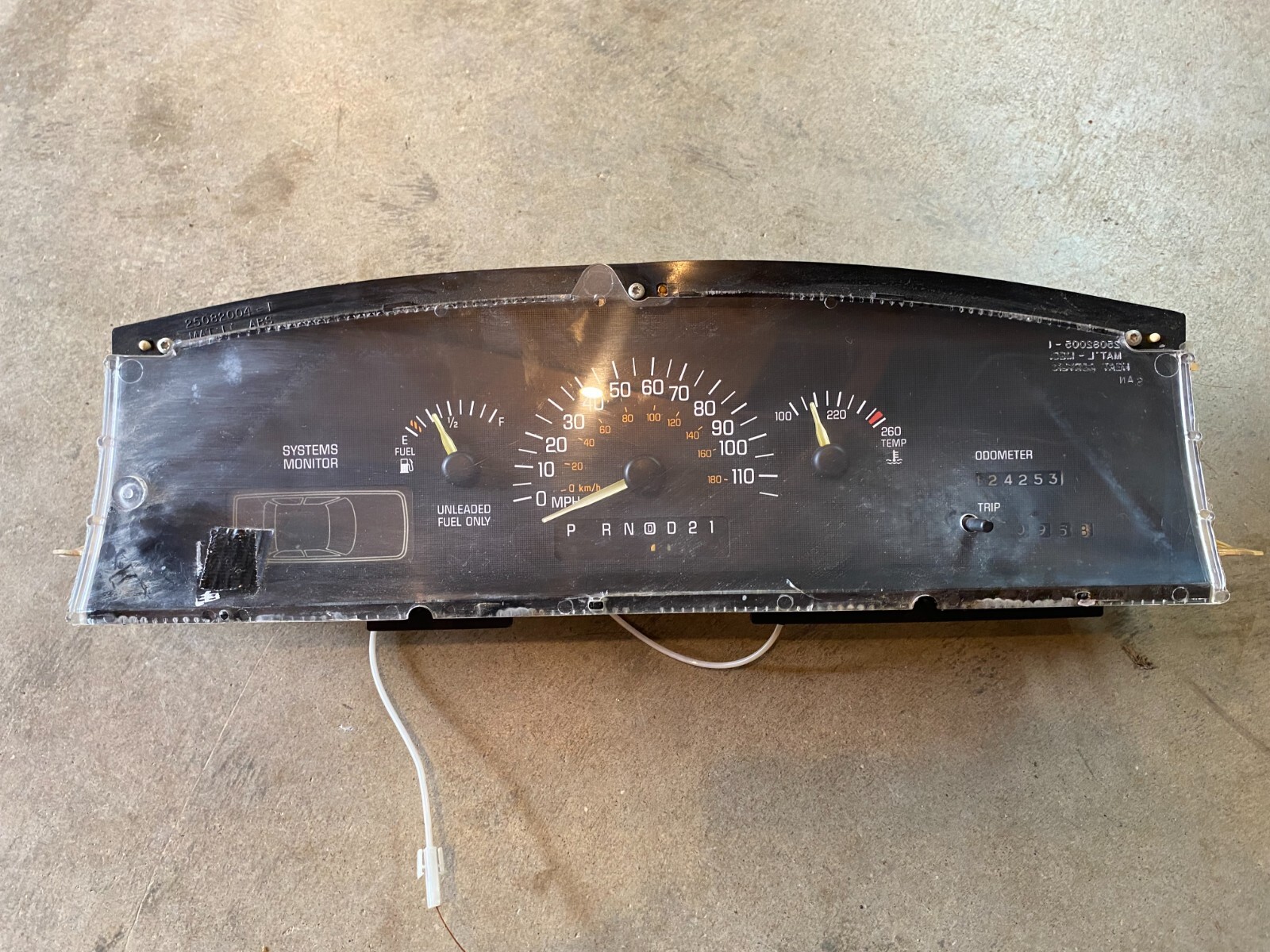 90 91 92 93 1992 PONTIAC GRAND PRIX INSTRUMENT CLUSTER W/OUT TACH 124K ...