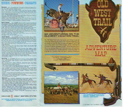 Old West Trail Adventure Map Brochure Montana Wyoming Dakota Nebraska ...