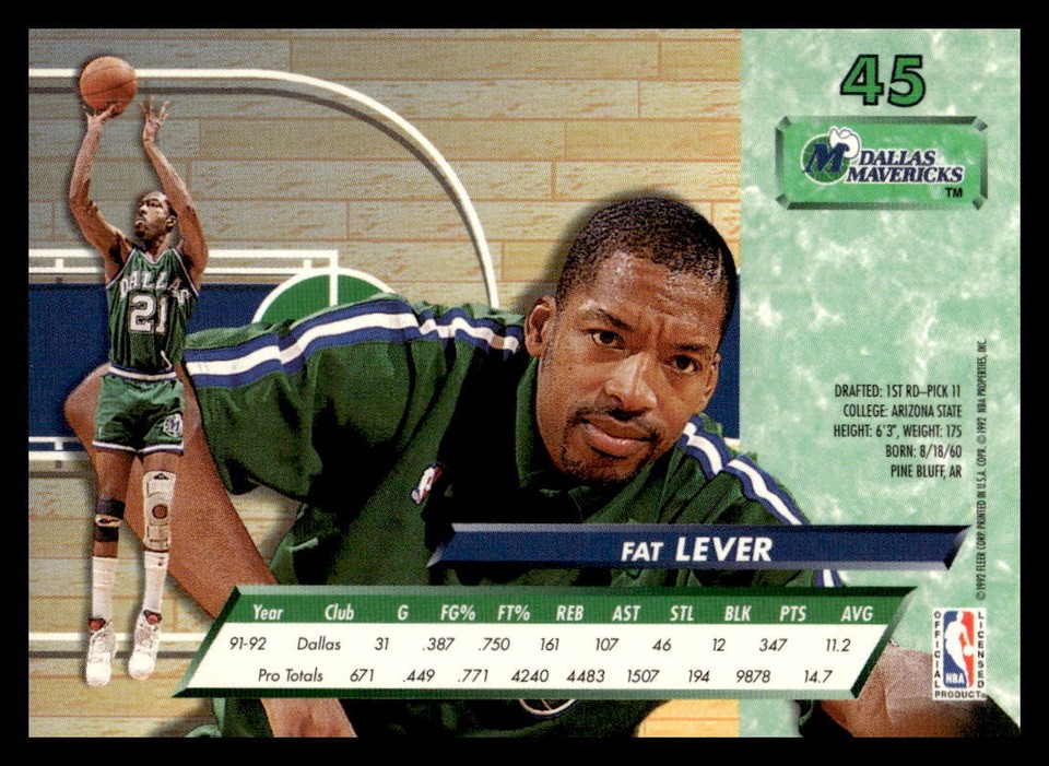 1992 Ultra #45 Fat Lever Dallas Mavericks | eBay