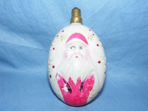 Christmas Figural Light Bulb Santa Claus Oval Vintage Milk Glass ...
