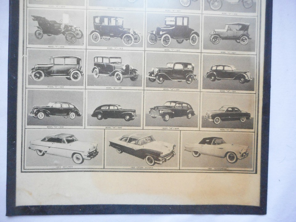 1901 - 1955 EVOLUTION OF THE FORD CAR DEALERSHIP PICTURE ORIGINAL 12 X ...