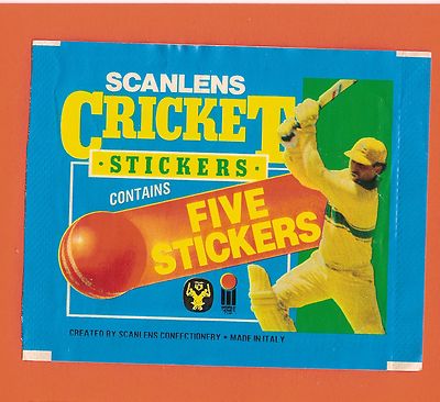 #D23. SCANLENS CRICKET STICKER WRAPPER - 1985 (BLUE), NO STICKERS ...