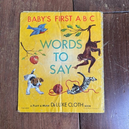 1959 Platt & Munk ABC Words to Say Cloth easy to clean kids story book ...