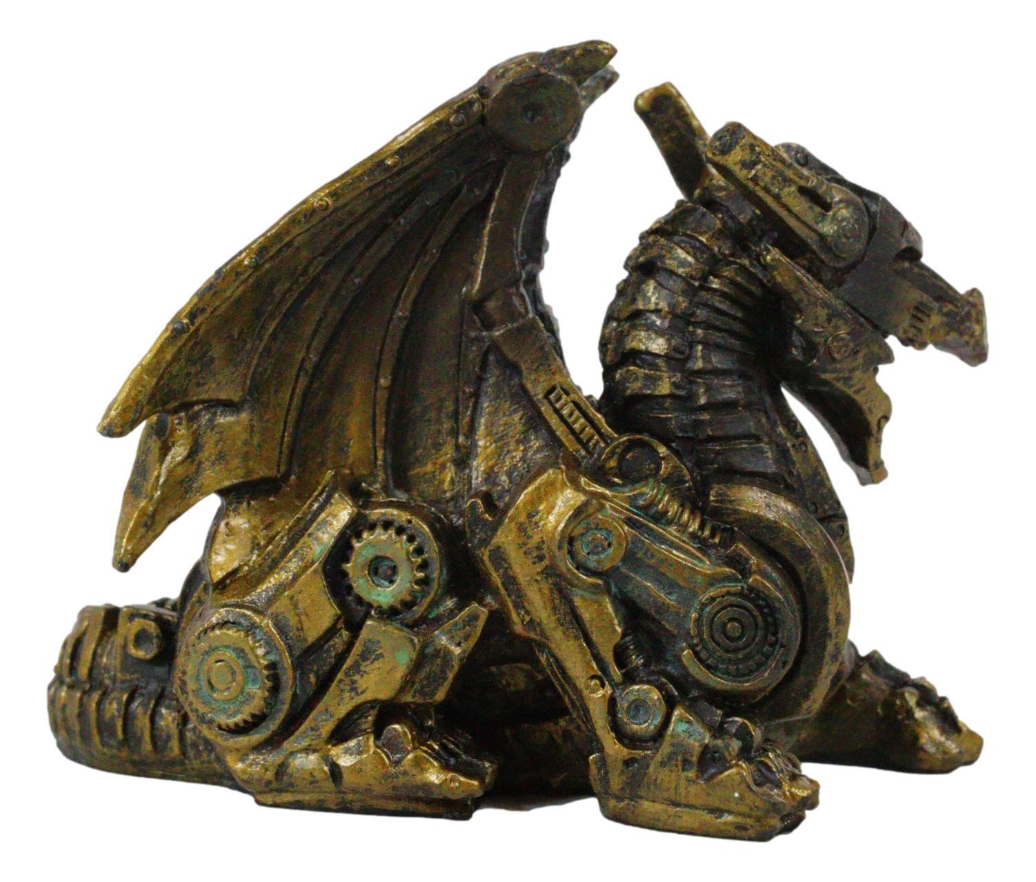 3.5 Inch Steampunk Sitting Winged Dragon Resin Statue Figurine | eBay