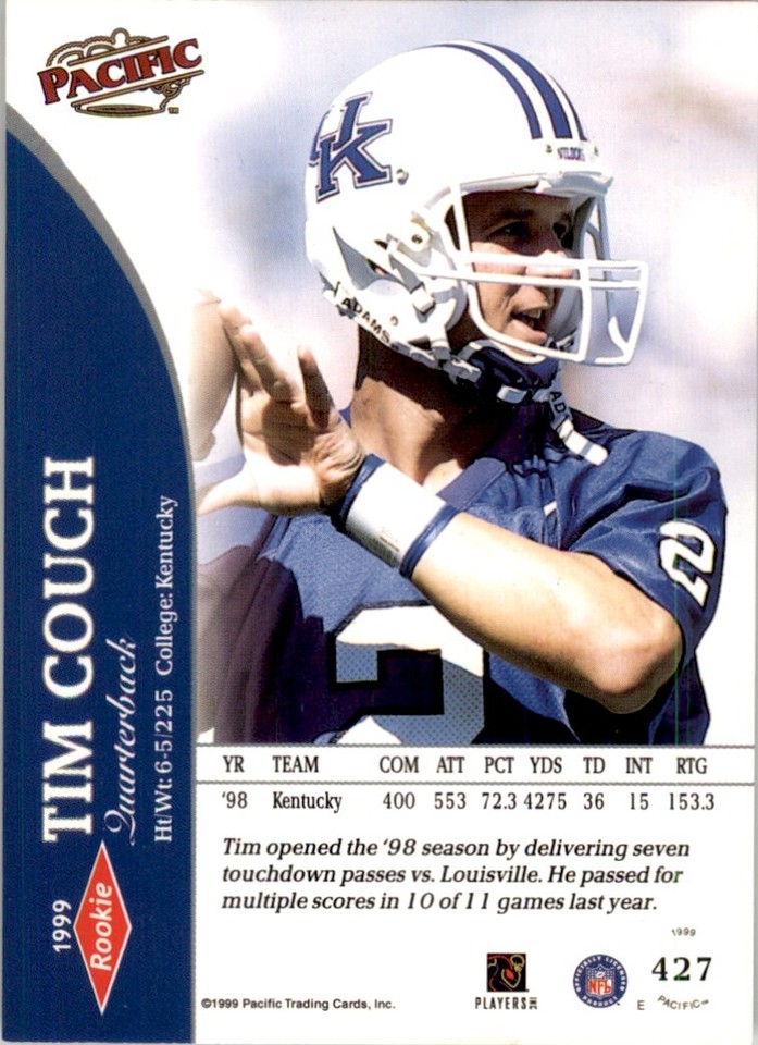 1999 Pacific TIM COUCH RC Cleveland Browns #427 | eBay