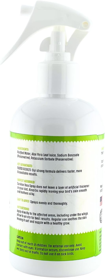 Aloe Vera Bird Bath Spray for Daily Care & Skin Health 8 Fl Oz - Soothe ...