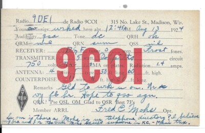 QSL 1924 Madison Wisconsin Radio Carte | eBay