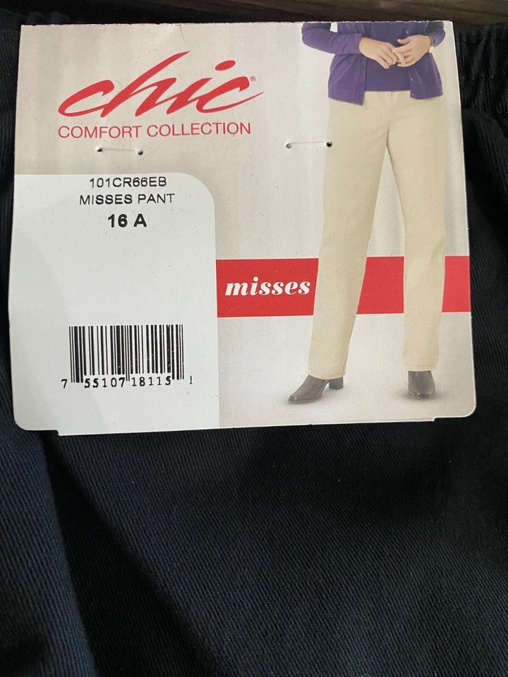 Chic Classic Collection Women's Cotton Pull-On Pant with, Black Twill ...