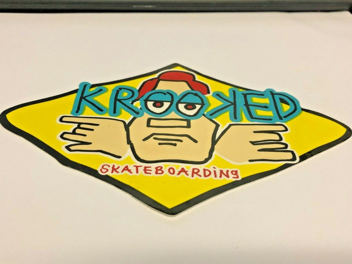 Krooked Logo Krooked Skateboard Sticker Arketype Yellow 6.25" X 4.5"