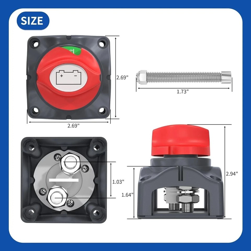 Battery Switch Isolator Cut Off Kill for Knob Marine Truck Camper Boat ...