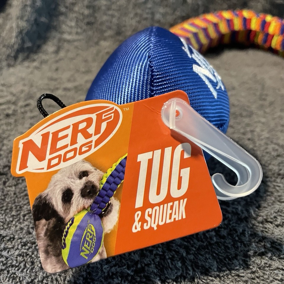 Nerf Dog Tug Squeak 25in Rainbow Vortex Chain Toy High Performance ...