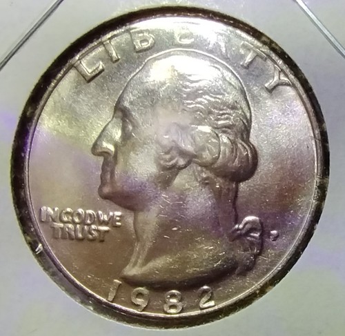 RARE 1982 WASHINGTON FILLED IN MINT MARK "P" MULTIPLE ERROR DATE ON RIM ...