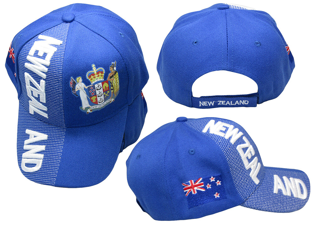 New Zealand Royal Blue White Letter Crest Patch On Side Embroidered Hat ...