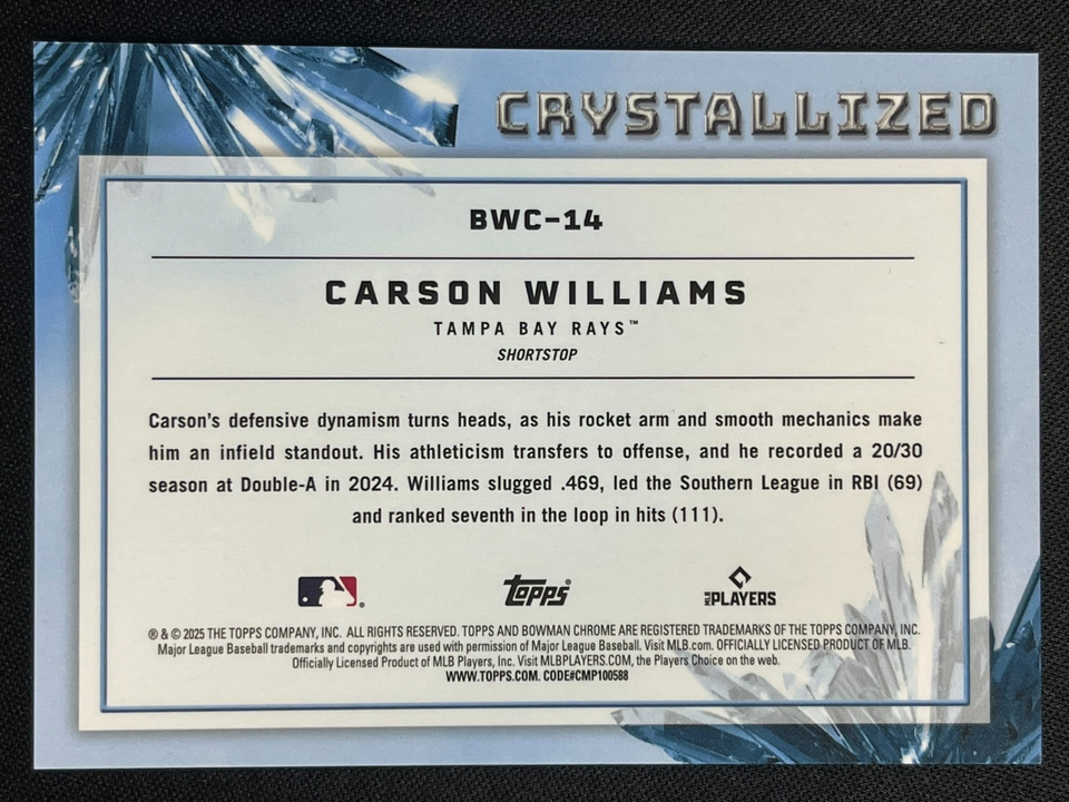 CARSON WILLIAMS /25 ORANGE CRYSTALLIZED SSP CASE HIT 2025 BOWMAN CHROME ...