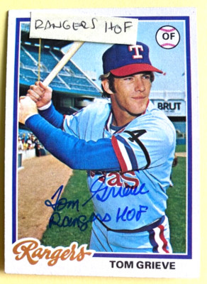 Autographed Tom Grieve "Rangers HOF" 1978 Topps #337 Rangers | eBay
