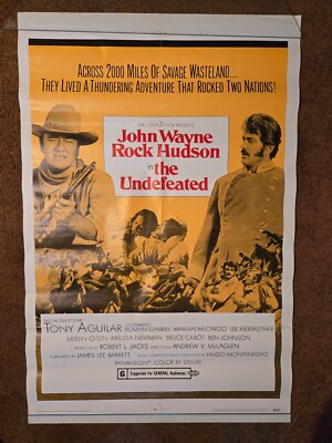 THE UNDEFEATED, 1969 Original Folded 27x41 Movie Poster. John Wayne ...