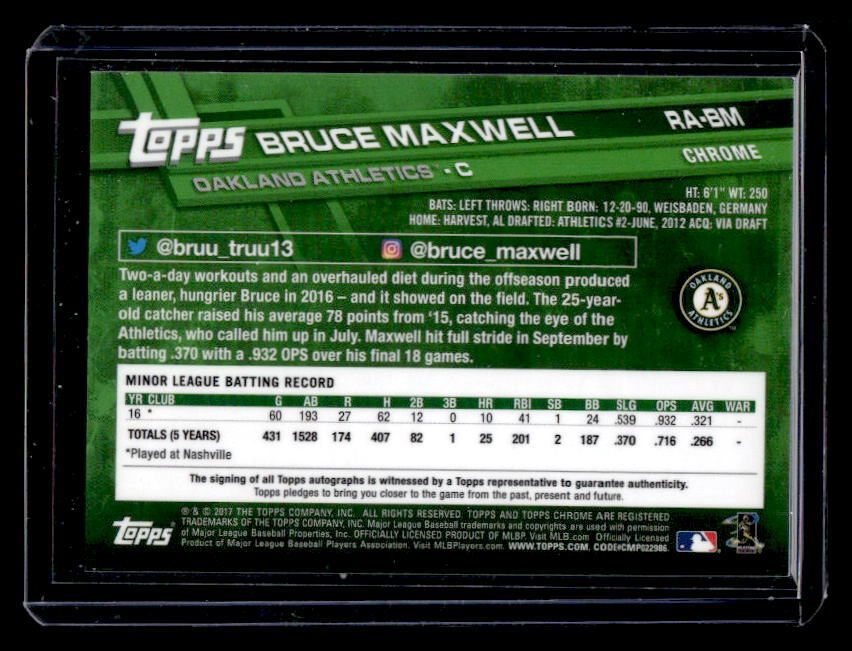 2017 Topps Chrome Bruce Maxwell RC Autograph #RA-BM | eBay