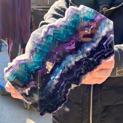 4.57LB Natural colored fluorite slice quartz crystal flake mineral ...