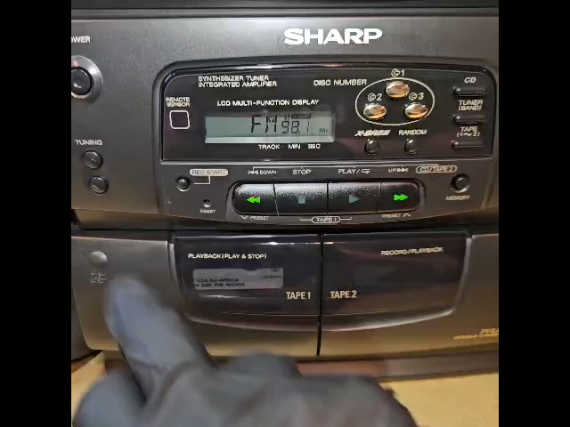 Sharp CD-C444 AM/FM Dual Cassette 3-CD Changer Stereo Bookshelf System ...