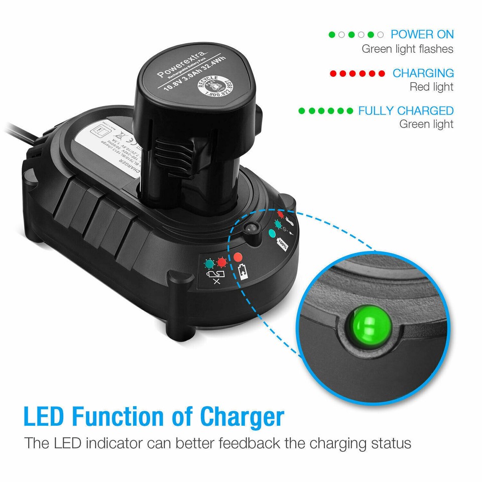 10.8V-12V Li-ion Battery / Charger for Makita BL1013 BL1014 194550-6 ...