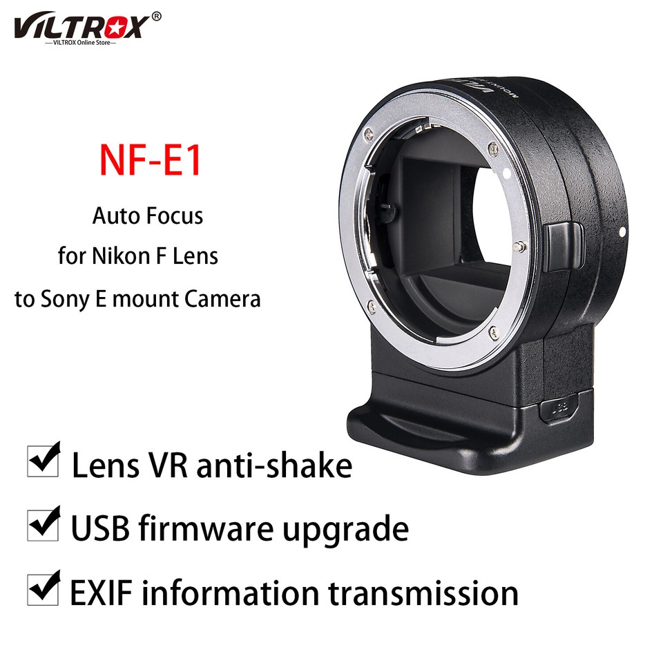 VILTROX NF-E1 Auto Focus Lens Adapter for Sony E to Nikon F Lens mount ...