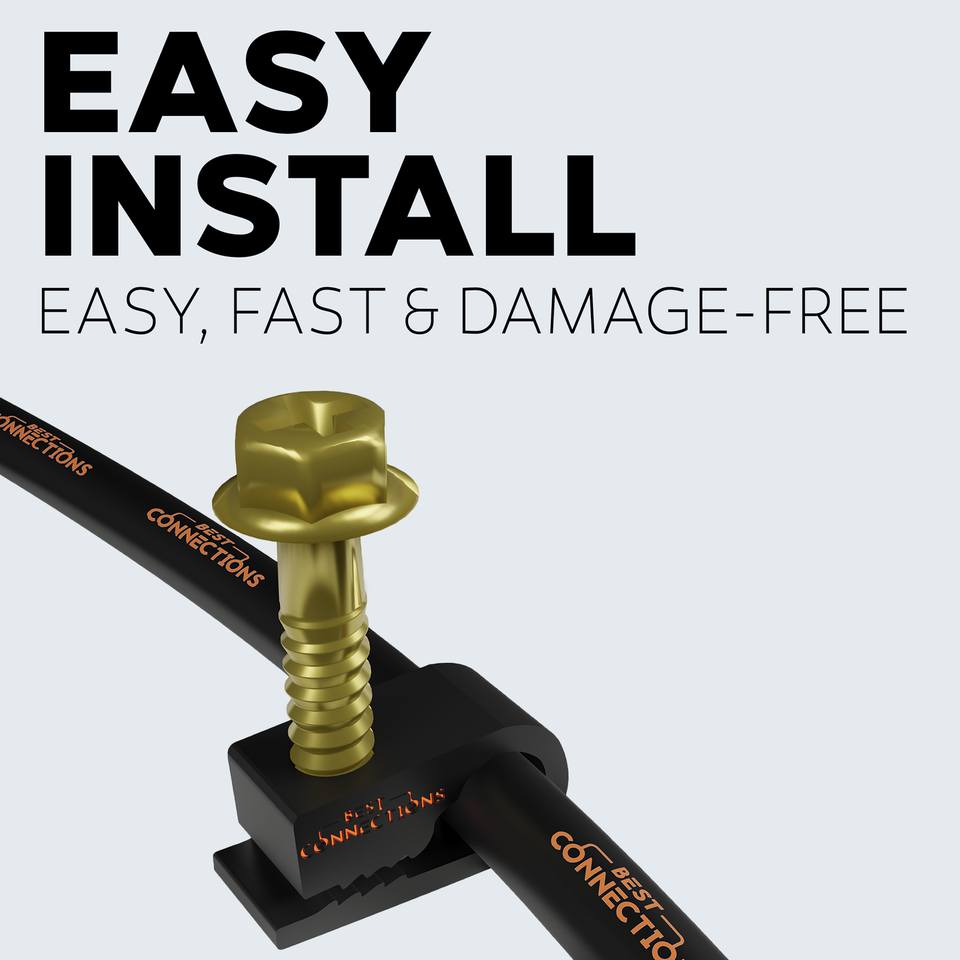 300 Pcs Single Black Mounting Flex Clips w/ Strain Relief Screw RG6 ...