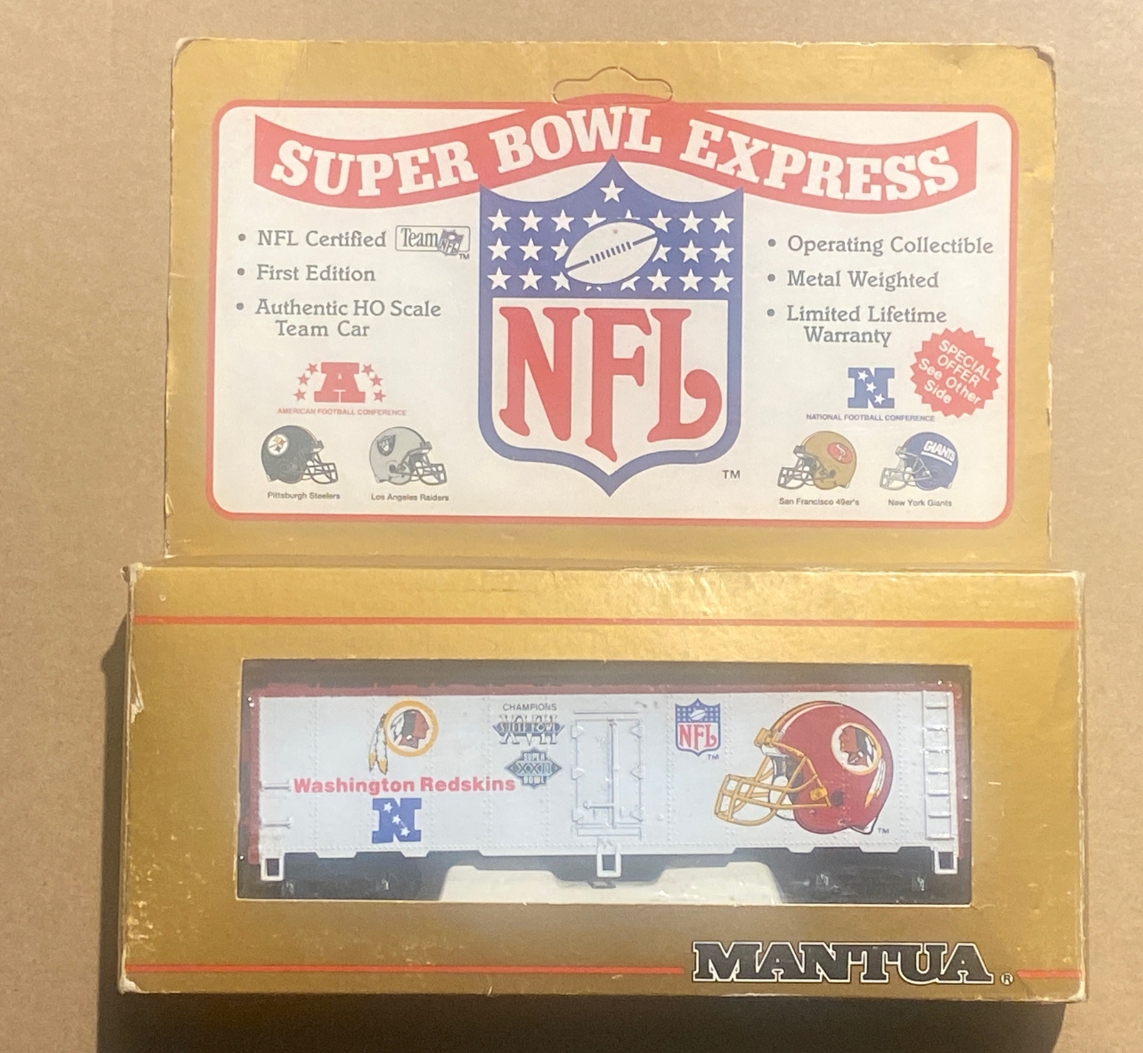 1991 WASHINGTON REDSKINS CHAMPION TRAIN CAR NFL SUPER BOWL EXPRESS ...