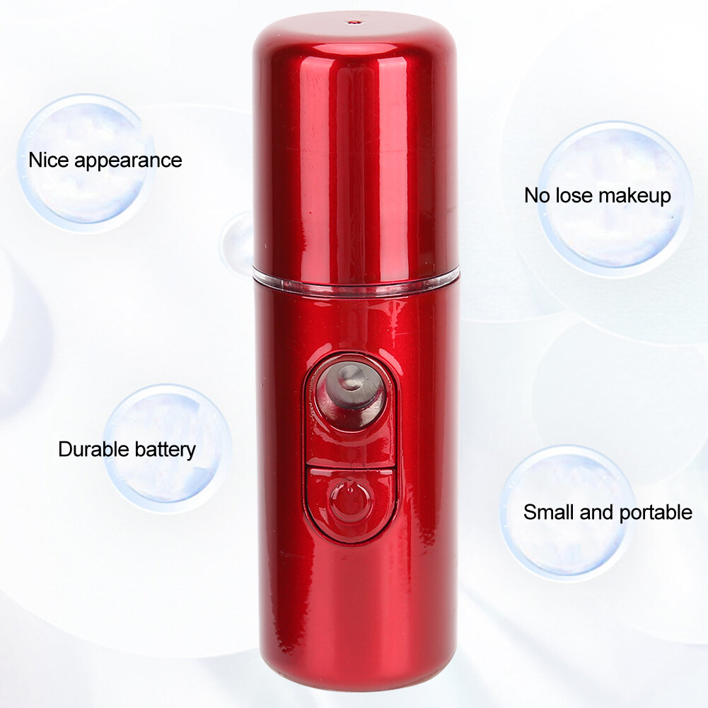 (Red)Nano Mist Sprayer Deep Hydrating Portable USB Face Humidifier ...
