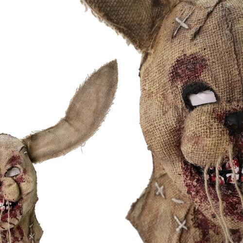 Scary Bunny Mask Halloween Bloody Scarecrow Mask Burlap Sack Rabbit ...